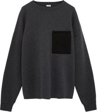 Loewe Pull &agrave; poche Anagram en coton m&eacute;lang&eacute;