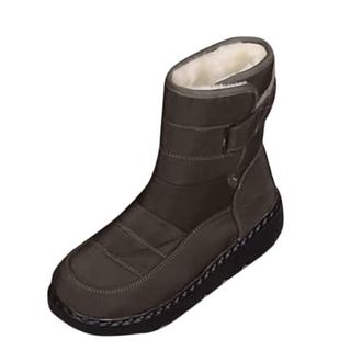 Generic Bottes dhiver pour femme avec doublure en polaire - Confortables - Couleur unie - Chaudes et &eacute;paisses - Chaussures de neige &agrave; enfiler - Chaussures de 