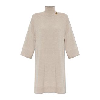 Fabiana Filippi Femme, Robes, Beige, Taille: 36 FR Robe en Laine avec Appliqu&eacute; D&eacute;coratif