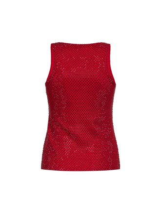 Giuseppe Di Morabito Womens Tank Top Crystal-Embellished Red Cotton
