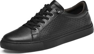 Generic Baskets en cuir v&eacute;ritable pour homme - Blanches - Chaussures d&eacute;contract&eacute;es douces et respirantes - Baskets tendance pour homme, Noir creux., 38 2/3 EU