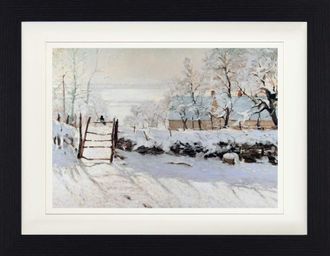 1art1 Claude Monet Poster Die Elster, 1868-69 Gerahmtes Bild Mit Edlem Passepartout | Wand-Bilder | Im Bilderrahmen 40x30 cm