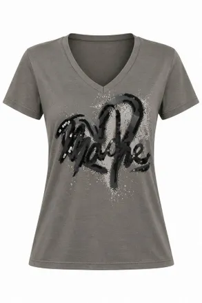 Freeman T. Porter T-Shirt Tarissa Madness - L&auml;ssiges Damen Shirt mit Pailletten-Herzmotiv