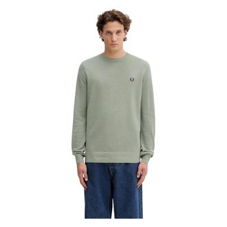 Fred Perry Rundhals-Strickware - - Knitwear - Herren - Gr&uuml;n - L