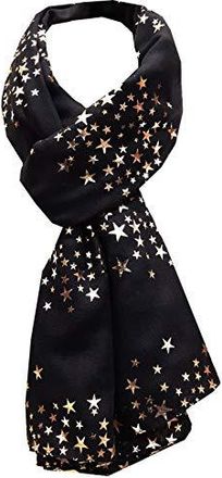 World of Shawls &Eacute;charpe longue pour femme Paillettes Stardust Unie/perl&eacute;es/brod&eacute;e/dentelle, New Star Noir, 39 x 72 Inches