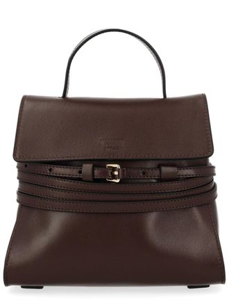 Moschino Womens Handbag Tie Me Brown Leather Calf Handbags Hand Bags