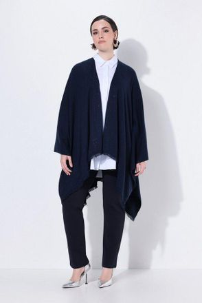 Ulla Popken Strickjacke Strickponcho Oversized Ziersteine offene Form