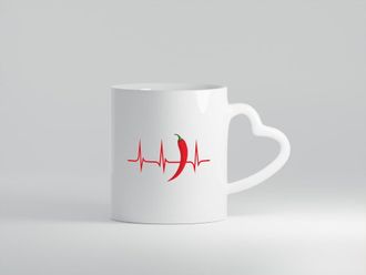 Generic Chili Motiv | Peperoni | scharf | Chilischote | Pfeffer - Herzhenkel Tasse - Kaffeetasse/Geschenk/Familie