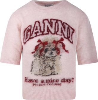 Ganni Femme, Pulls, Rose, Taille: 42 FR Brushed Alpaca Graphic T Shirt