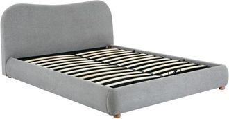 Vente-Unique Lit coffre 120 x 190 cm - Tissu - Gris clair - VANARI
