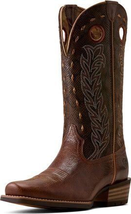 Ariat Womens Lucera Narrow Cutter Toe Western Boot in Deepest Tan Chocolate Snake Print, B Medium Width, Size 36.5, by Ariat