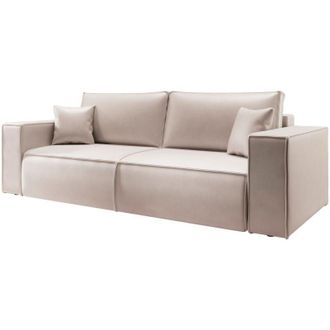 Selsey Selsey Farese Cuero - Schlafsofa 3-Sitzer mit Bettkasten, Kunstleder, Beige