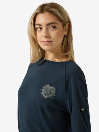 super.natural Langarmshirt f&uuml;r Damen,Merino W LIL HEARTWOOD LEISURE LS mit Sommer-Motiv, atmungsaktiv