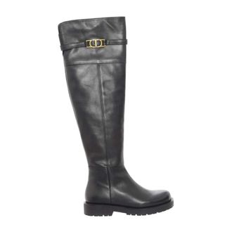 Twinset Hohe Lederstiefel f&uuml;r Frauen - - Shoes - Damen - Schwarzk - 39 EU