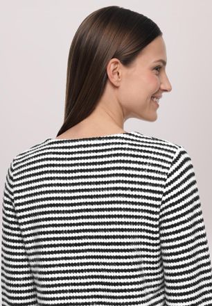 Betty Barclay Sweatshirt BETTY BARCLAY Damen mit Kordelzug, Damen, Gr. 36, schwarz-wei&szlig; (wei&szlig;, schwarz), Steppware, Obermaterial: 48% Polyester, 30% Polyamid, 22% V