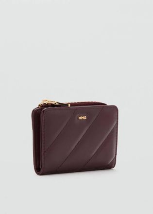 Mango Petit portefeuille matelass&eacute; bordeaux - Femme - Taille unique - MANGO