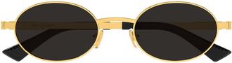 Bottega Veneta Femme, Accessoires, Jaune, Taille: 52 MM Oval Metal Lunettes de soleil