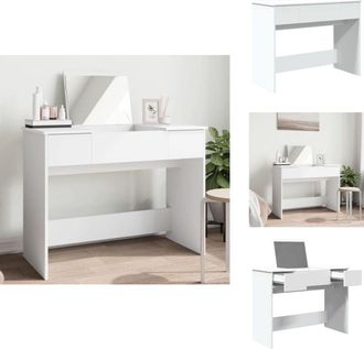vidaXL Coiffeuse avec miroir blanc 100x45x76 cm - Coiffeuse - Meuble De Salle De Bain - Table De Maquillage - Vanity - Dressing