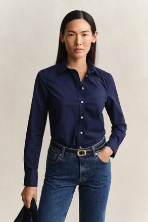 GANT Damen Slim Fit Popeline Bluse (42) CLASSIC Blau
