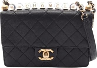 Chanel Sac bandouli&egrave;re matelass&eacute; en cuir dagneau doccasion - Femme - Pre-owned - Noir - Taille: ONE Size