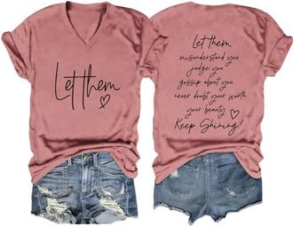 Generic Let Them Misunderstand You T-shirts pour femmes 2025 d&eacute;contract&eacute; entra&icirc;nement tendance hauts amples mignons t-shirts &agrave; manches courtes coupe ample sor