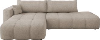 Mirjan24 Ecksofa mit Bettkasten Furyn O Boucle, Eckcouch Couch mit Schlaffunktion, Wohnlandschaft, Bettfunktion, Design L-Form Sofa (Coral 50, Seite: Links)