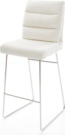 DELIFE Barstuhl Pela-Flex Boucl&eacute; Soft Beige Kufengestell Edelstahl Silberfarben, Barst&uuml;hle