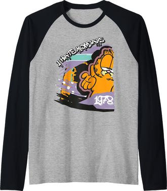 Garfield Big Face Pose Hate Monday Freche Cartoon 70er Jahre Retro Raglan