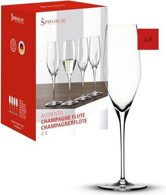 Spiegelau Champagnerflöten 190 ml, 4 Stück, Authentis, 4400187, Champagner Gläser aus Kristallglas, Sektgläser spülmaschinenfest