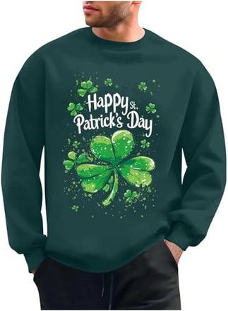 Generic Pull pour homme et femme avec breloque porte-bonheur amusante pour la Saint-Patrick Vert irlandais D&eacute;fil&eacute; Tenue Tr&egrave;fle Imprim&eacute; Vintage Jumper Tops, Ve