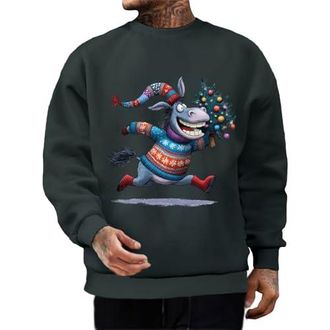 Generic Sweat-shirt de No&euml;l pour homme - Col rond imprim&eacute; animal dr&ocirc;le &agrave; manches longues d&eacute;contract&eacute; mode sweatshirts de vacances v&ecirc;tements de vacances &agrave; port