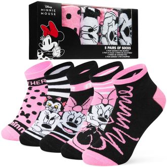 Disney Socken Damen Teenager Gr&ouml;&szlig;e 35-41, 5er-Pack Bunte Kn&ouml;chelsocken, Weich und Atmungsaktiv, Gem&uuml;tliche Geschenke f&uuml;r Frauen (Rosa/Schwarz Minnie, 35/41 E