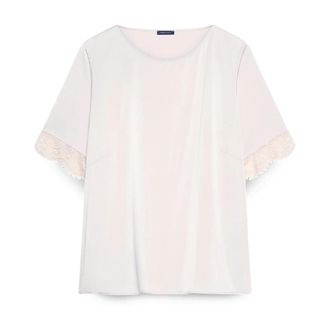 Fiorella Rubino Satinbluse mit Spitzenbesatz - - Blouses & Shirts - Damen - Beige - 6XL