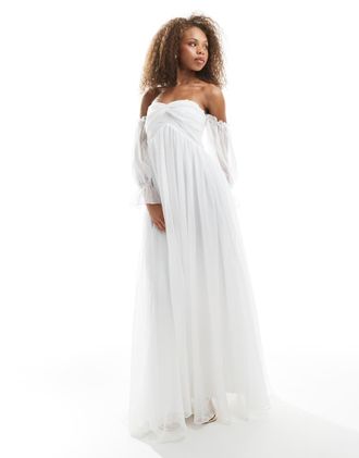 Tfnc Robe bandeau longue &agrave; manches transparentes - Blanc