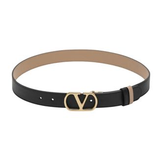 Valentino Garavani VLogo Signature Wendeg&uuml;rtel aus gl&auml;nzendem Kalbsleder - - Accessories - Damen - Schwarzk - 75 CM