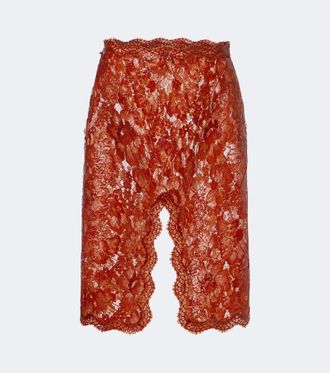 Saint Laurent Jupe crayon en coton m&eacute;lang&eacute;