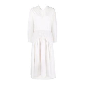 Vince Femme, Robes, Blanc, Taille: 36 FR Robe Double Col en V