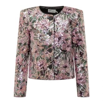 Self Portrait Floral Sequin Jacket - - Jackets - Damen - Rosa - XS