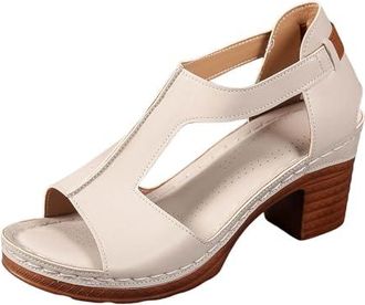 Generic Sandales &agrave; talon &eacute;pais pour femme 2026, sandales orthop&eacute;diques &agrave; bout ouvert avec bride en T et bride arri&egrave;re &agrave; enfiler - Soutien de la vo&ucirc;te plantair