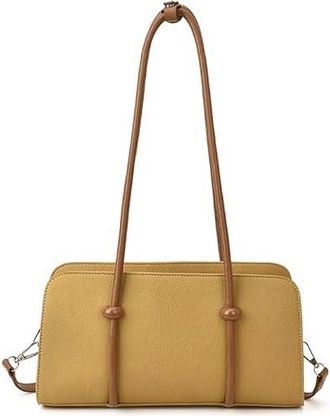 Generic Sac de voyage en cuir synth&eacute;tique avec fermeture &eacute;clair - Grande capacit&eacute; - L&eacute;ger - Pour femme - Usage quotidien - Occasion sp&eacute;ciale, jaune, 11.02x2.5