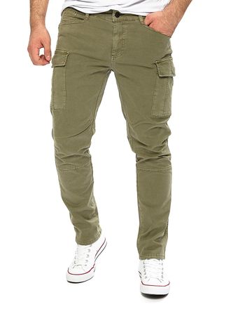 Yazubi Jayden - Cargo Herren Hosen Mit Seitentaschen - Männer Cargohosen Baumwolle - Arbeitshose, Grün (Dusky Green 170517), W30/L32