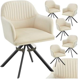 TecTake Lot de 6 Chaises pivotantes de Salle à Manger Moderne Fauteuil Salon Velours Chaise Rembourrée Confortable Chaise Design Meuble Salon pour Salle à Man