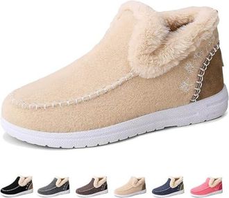 Generic Bottes orthop&eacute;diques en polaire &agrave; enfiler pour femme, chaussures dhiver doubl&eacute;es de fourrure avec soutien de la vo&ucirc;te plantaire, bout rond, antid&eacute;rapa