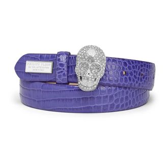 Philipp Plein Skull Crystal Belt - - Accessories - Damen - Lila - 70 CM