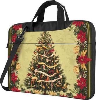 Generic Sac de protection pour ordinateur portable de 15,6, motif sapin de No&euml;l avec bandouli&egrave;re, housse de protection antichoc pour ordinateur portable de 15
