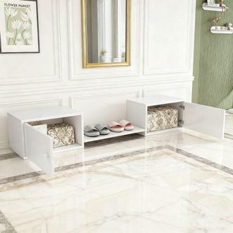 Generic Schuh-Kabinett, Eingangsmöbel, Multi-Szenario-Einsatz, Schuhwechselbank, Kann mit Etagenbetten verwendet Werden, Weiß, 189 * 40 * 34.5cm