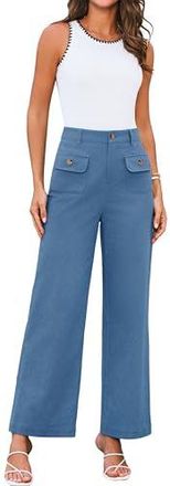 Grace Karin Pantalon Large pour Femme Pantalon de Travail décontracté Pantalon Formel avec Poches Bleu Denim 2XL