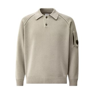 C.P. Company Chenille Baumwoll Linsen Poloshirt - - Tops - Herren - Beige - L