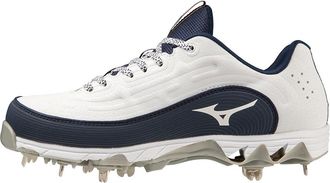Mizuno Damen 9-Spike Swift 8 Low Metal Softball-Stollen, wei&szlig;/Marineblau, 39 EU