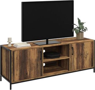 IDMarket TV-M&ouml;bel 140 cm HAWKINS 2 T&uuml;ren aus dunklem Holz Industriedesign